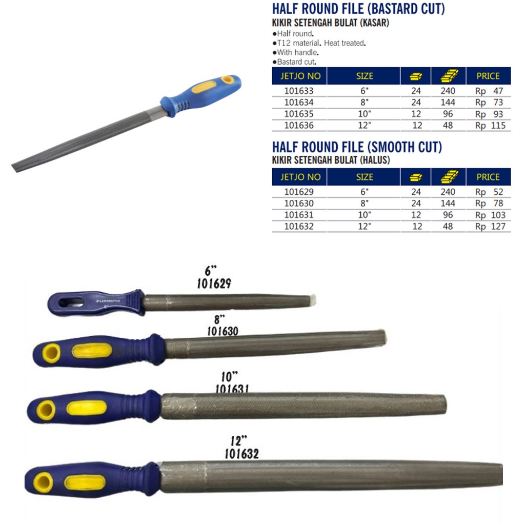 Jual Kikir Setengah Bulat KASAR DAN HALUS 6" / 8" / 10" / 12" / Half Round File ( Smooth Cut ...