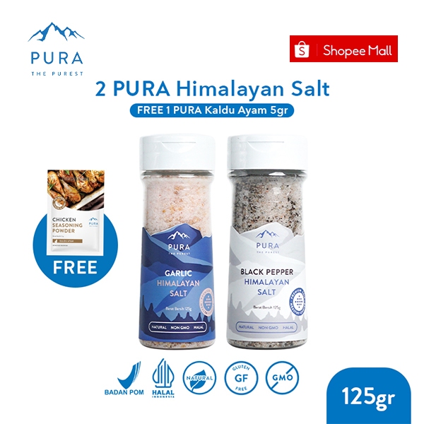 Jual Pura Himalayan Salt Garlic, Pepper (125gr) - Garam Himalaya ...
