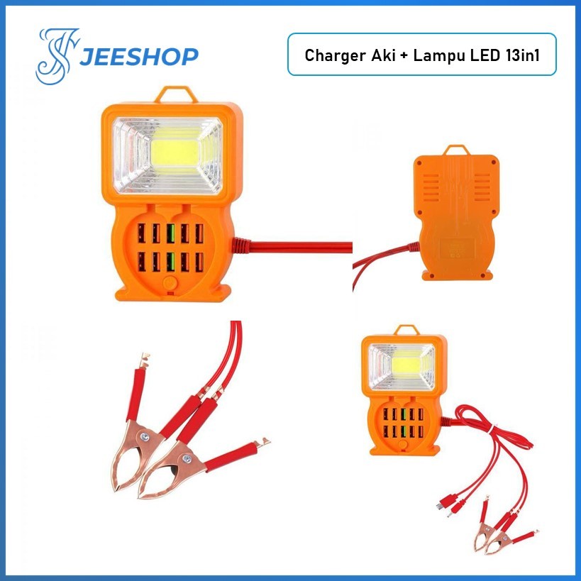 Jual Charger Aki 13in1 + Lampu LED / Charger Aki + LED 13in1 Universal ...