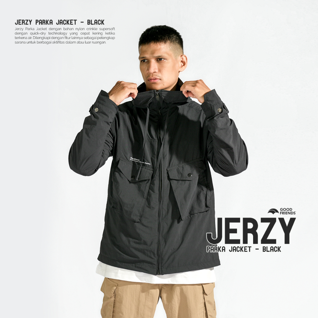 Jual GOODFRIENDS Jaket Parka Pria Parasut Super Soft Jacket JERZY Black ...