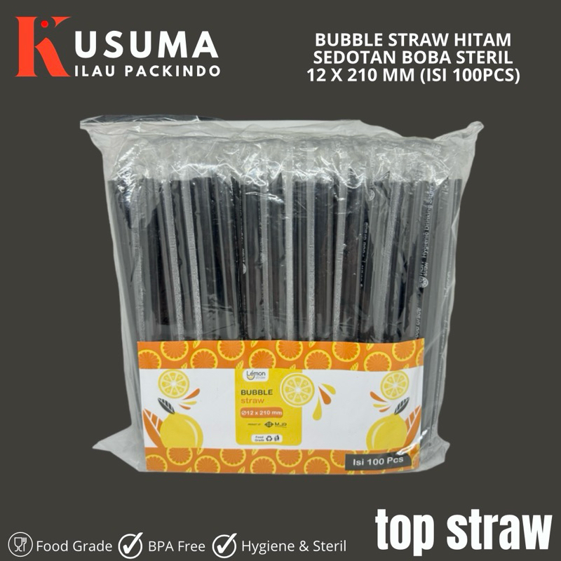 Jual TOP STRAW SEDOTAN BUBBLE BOBA HITAM & BENING STERIL 12MM 21CM ISI ...