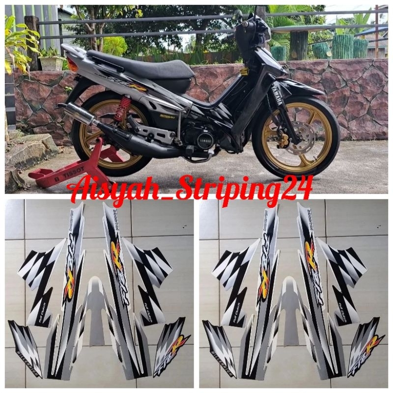 Jual stiker striping lis bodi motor Yamaha FizR milenium silver hitam ...
