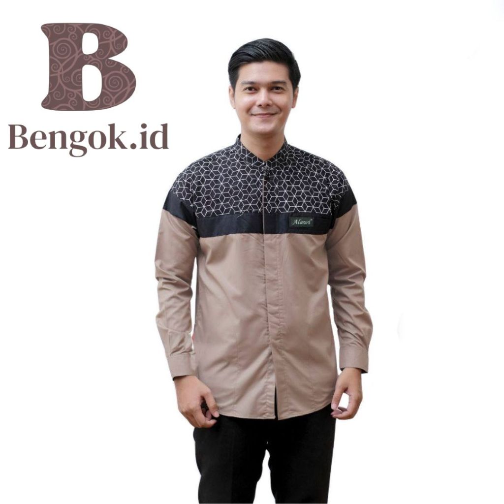 Jual Kemeja koko lengan panjang dewasa motif senopati warna coksu ...