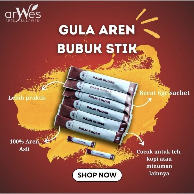 Jual Gula Aren Bubuk Sachet Stick isi20/pack - Arwes | Shopee Indonesia