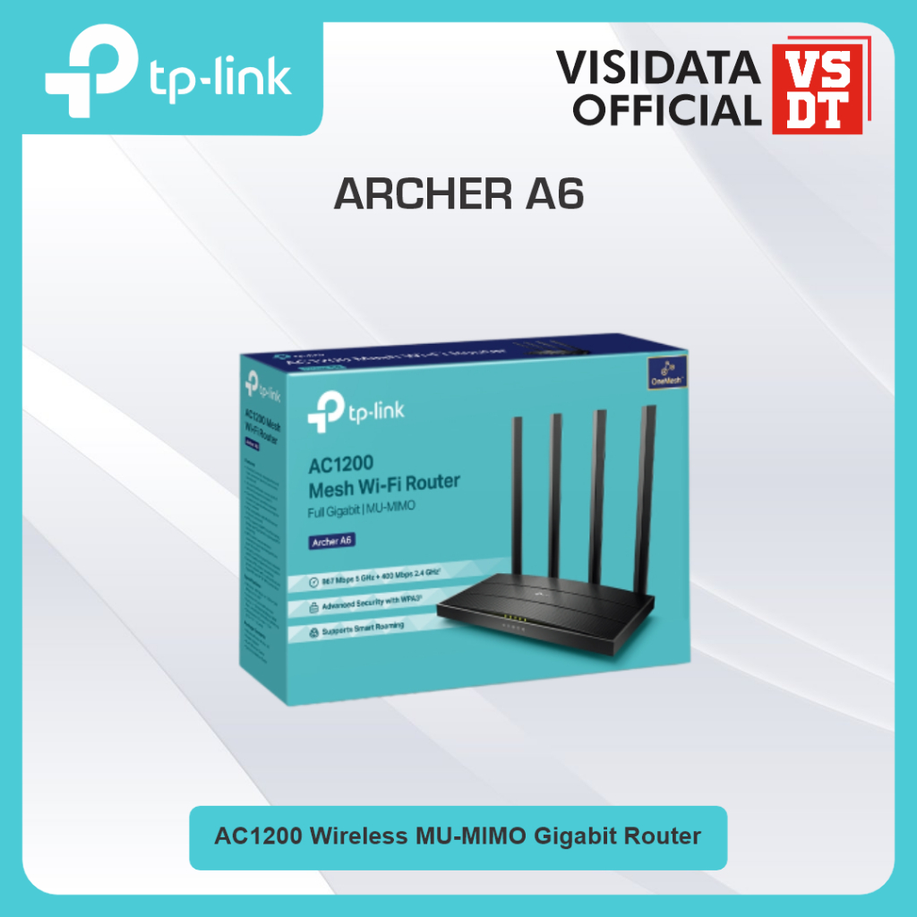 Jual TP-Link Archer A6 AC1200 Wireless MU-MIMO DualBand WiFi Gigabit Router | Shopee Indonesia