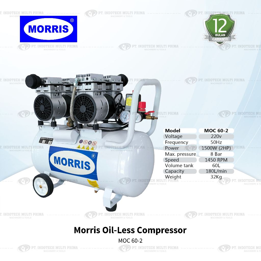 Jual Morris Oil Less Compressor - Kompresor Tanpa Oli, Kapasitas Tanki ...