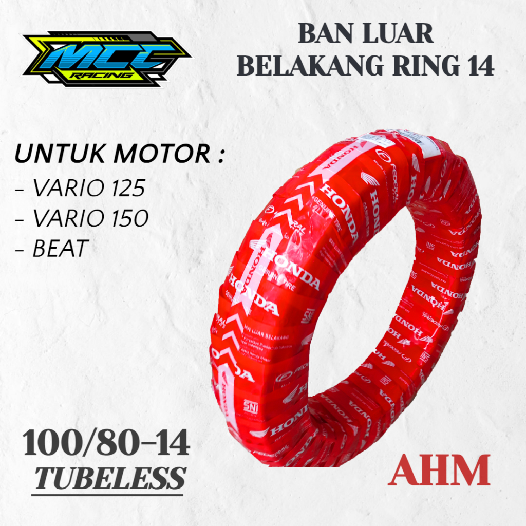 Jual BAN LUAR BELAKANG VARIO 125 VARIO 150 TUBELESS 100/80 - 14 ...