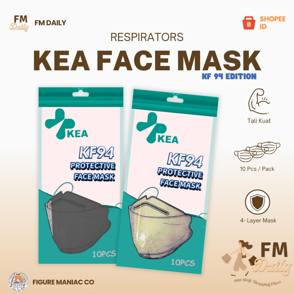 Jual Figure Maniac - Masker KF94 Korean Style Korea KEA 4 PLY Warna Warni earloop 1 Pack isi 10 ...