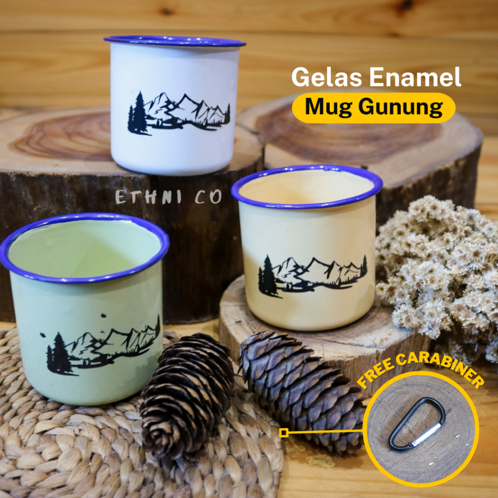 Jual Gelas Enamel Mug Gunung dengan Sablon ORIGINAL | Shopee Indonesia