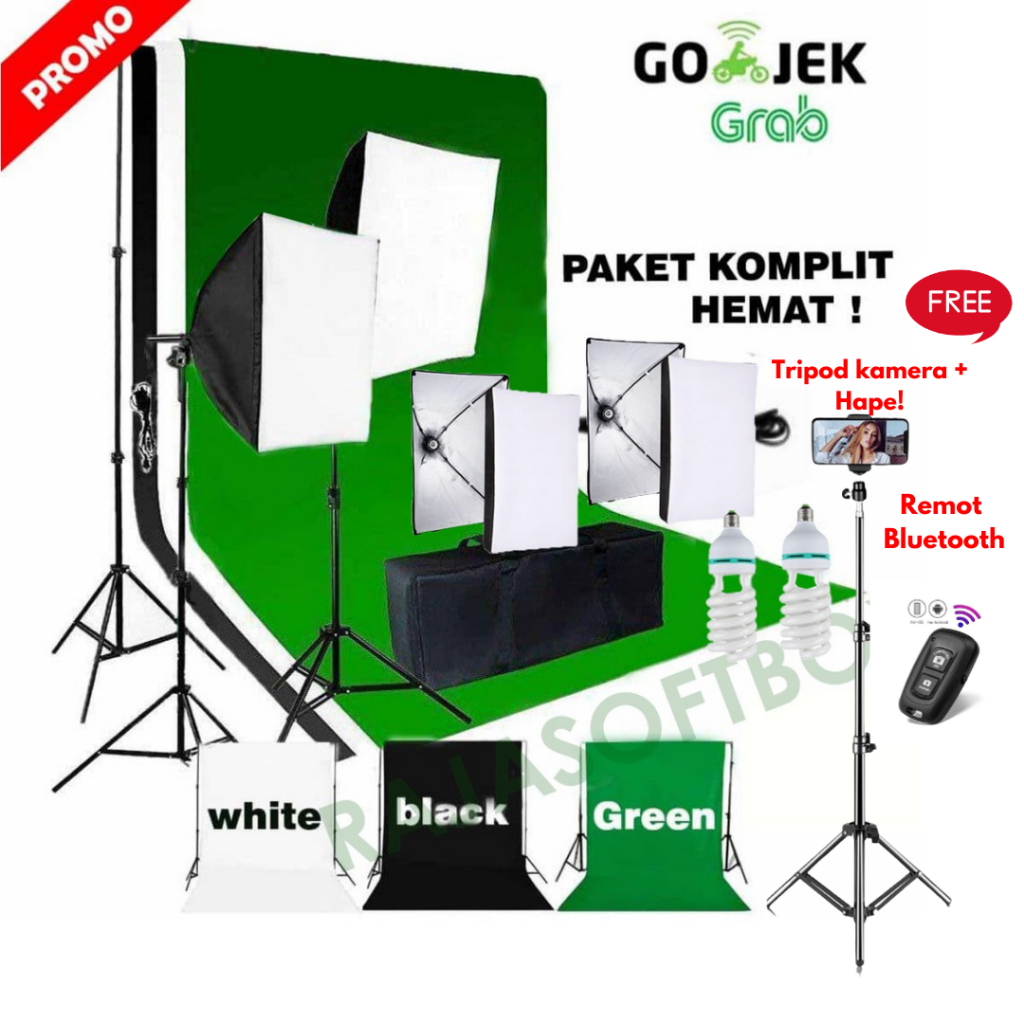 Jual Paket Perlengkapan Studio Lighting Lampu Foto Video dan Background Foto Studio Set FR2 ...