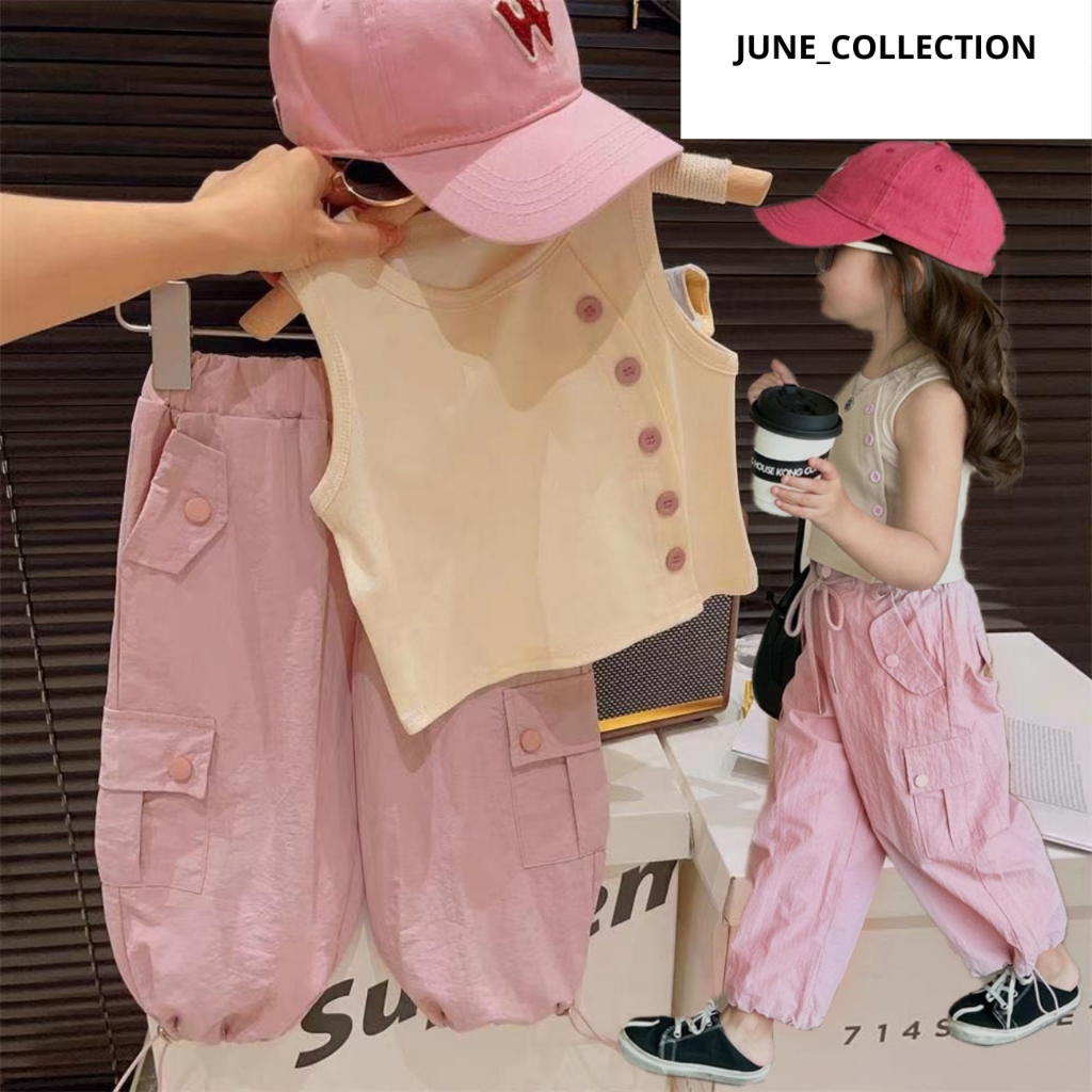 Jual Baju Anak Perempuan Set Setelan Anak Perempuan Cargo Celana Cargo ...