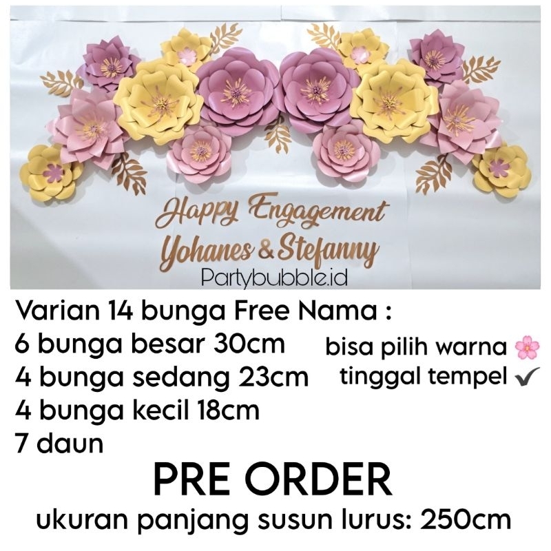 Jual Flower Paper Hiasan Bunga Kertas Tempel Dinding Jasmine Engagement ...