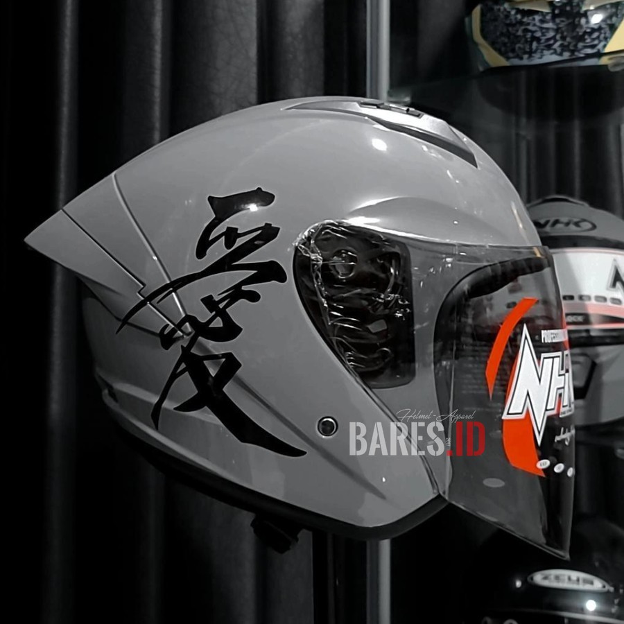 Jual Helm NHK N1 MAX Solid Dim Grey Stiker Kanji Helm Open Face ...