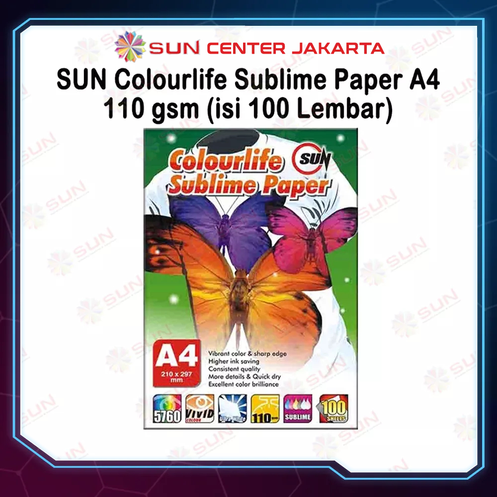 Jual Kertas Sablon Sublim Transfer Paper SUN Colourlife Sublime Paper ...