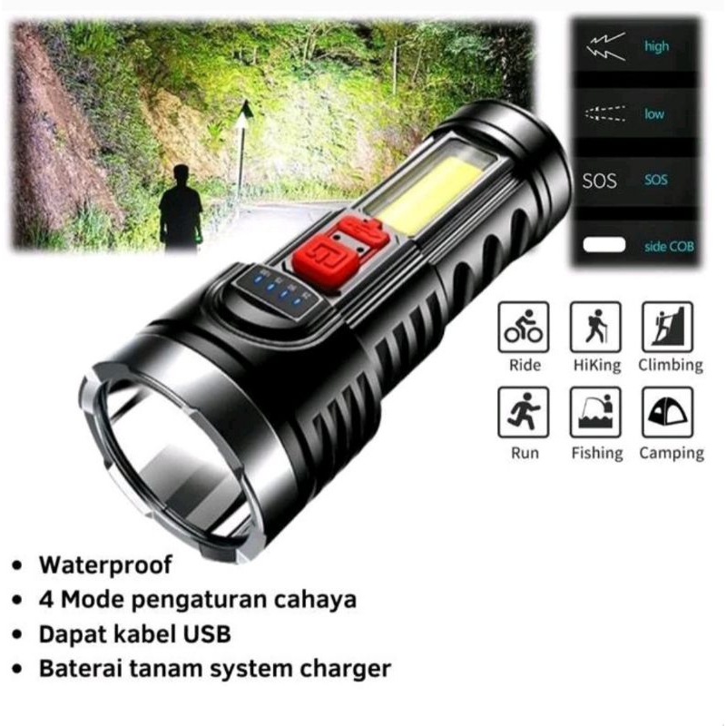 Jual Senter L-822 OSL COB LED 2 IN 1 Penerangan Jarak Jauh Rechargeable ...