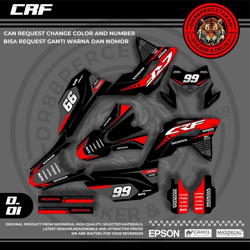 Jual DECAL CRF HITAM DECAL CRF 150 L Full Body Simple Minimalis Keren ...