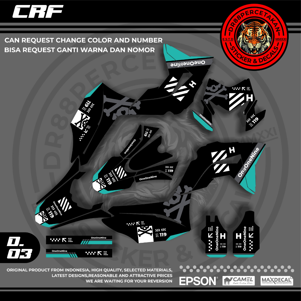 Jual DECAL CRF HITAM DECAL CRF 150 L Full Body Simple Minimalis Keren ...