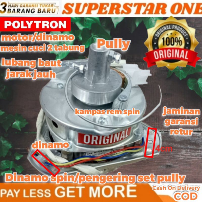 Jual Dinamo/motor mesin cuci polytron set pully pengering/spin baut jarak jauh | Shopee Indonesia