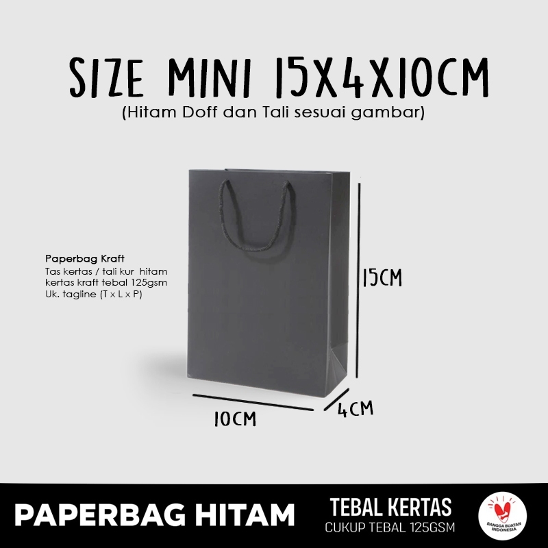 Jual Paper Bag Hitam Mini 15x4x10 cm / Paper Bag Kado Parfum, Souvenir ...