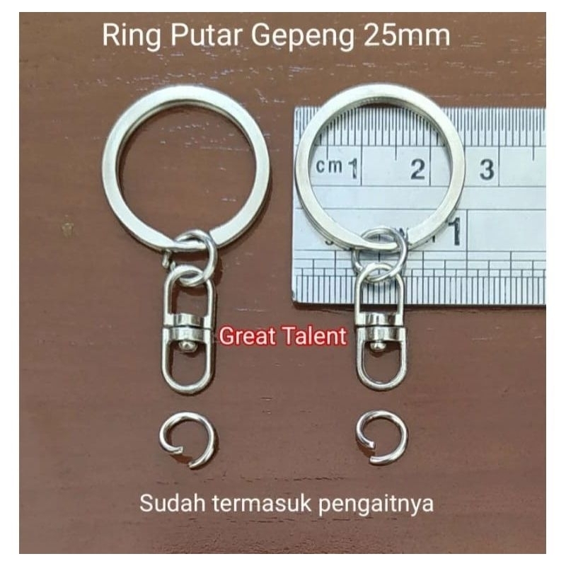 Jual RING PUTAR GEPENG SILVER / RING GANTUNGAN KUNCI 25 MM PUTAR PIPIH ...