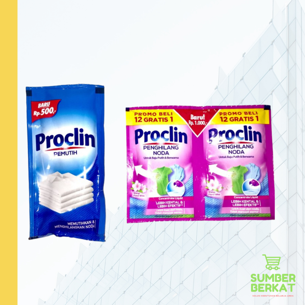 Jual PROCLIN Pemutih untuk pakaian putih dan berwarna isi 12pcs ...
