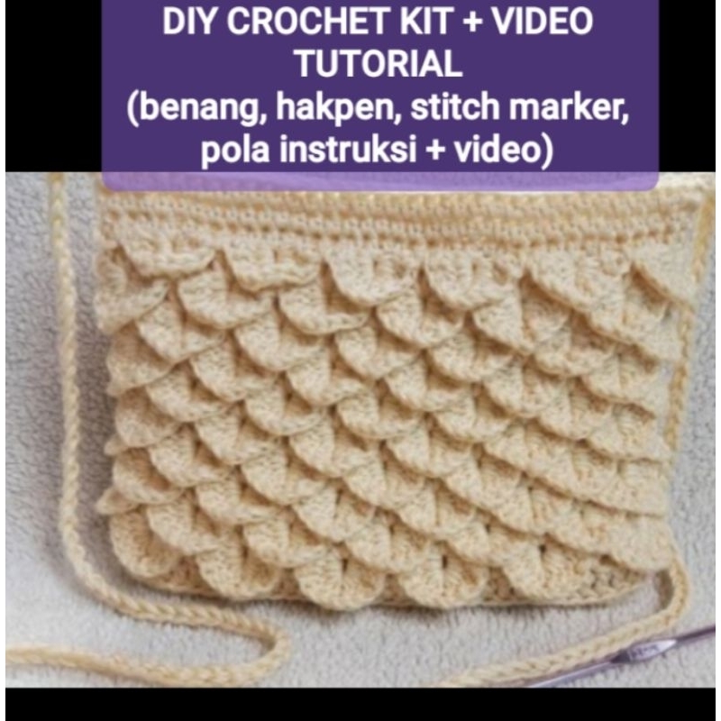 Jual DIY CROCHET KIT + VIDEO TUTORIAL TAS MOTIF RUMBAI PAKET MERAJUT ...