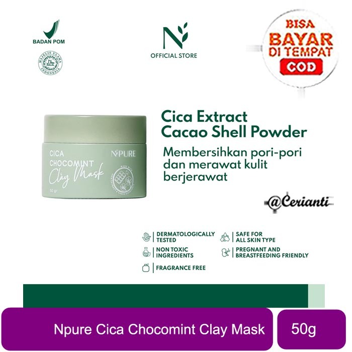 Jual NPURE CICA Chocomint Clay Mask Centella Asiatica Chocomint 50GR Cerianti | Shopee Indonesia
