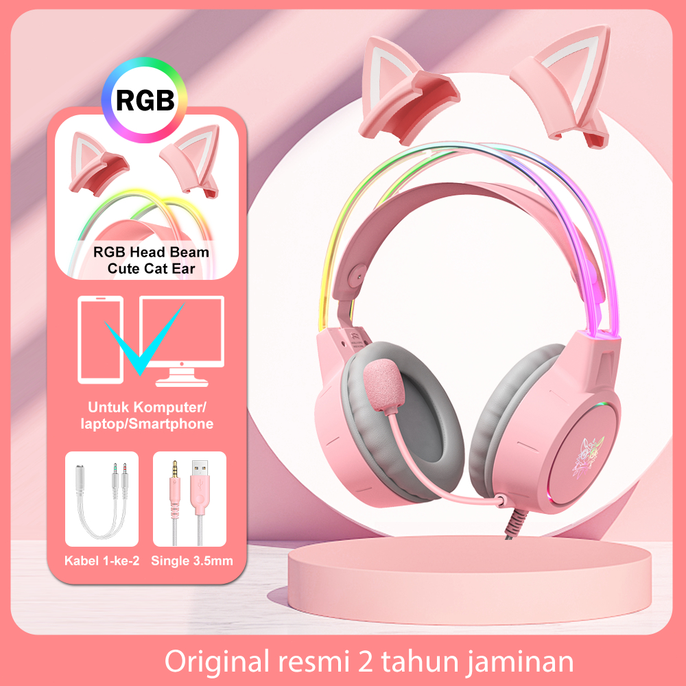Jual Onikuma X15pro RGB Lighting Headphone Telinga Kucing Lucu dengan ...