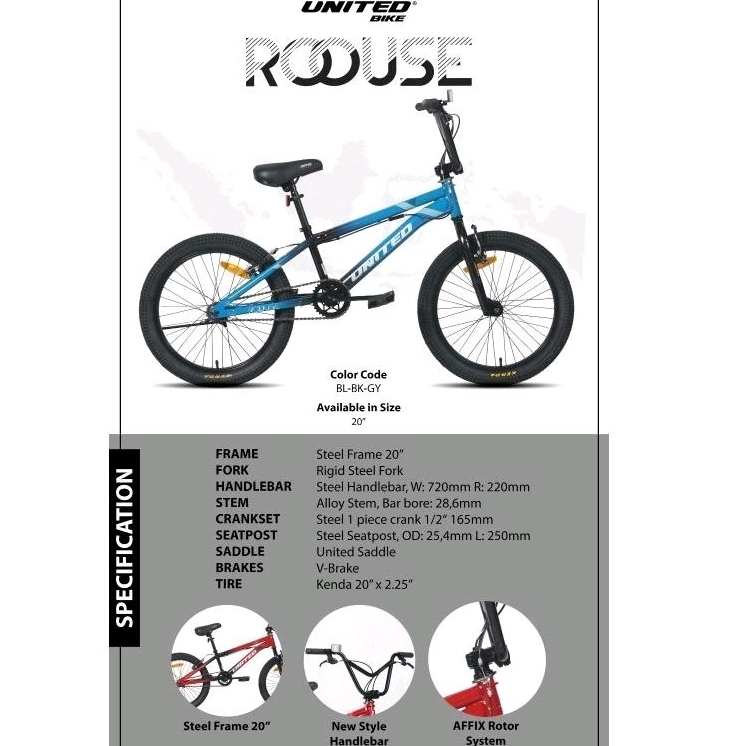 Jual Sepeda BMX United Roouse 20 Inch, Stang 360° Affix Rotor System ...
