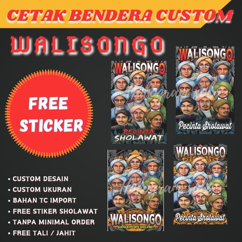 Jual Bendera Sholawat Walisongo murah , Gratis Stiker !! | Shopee Indonesia