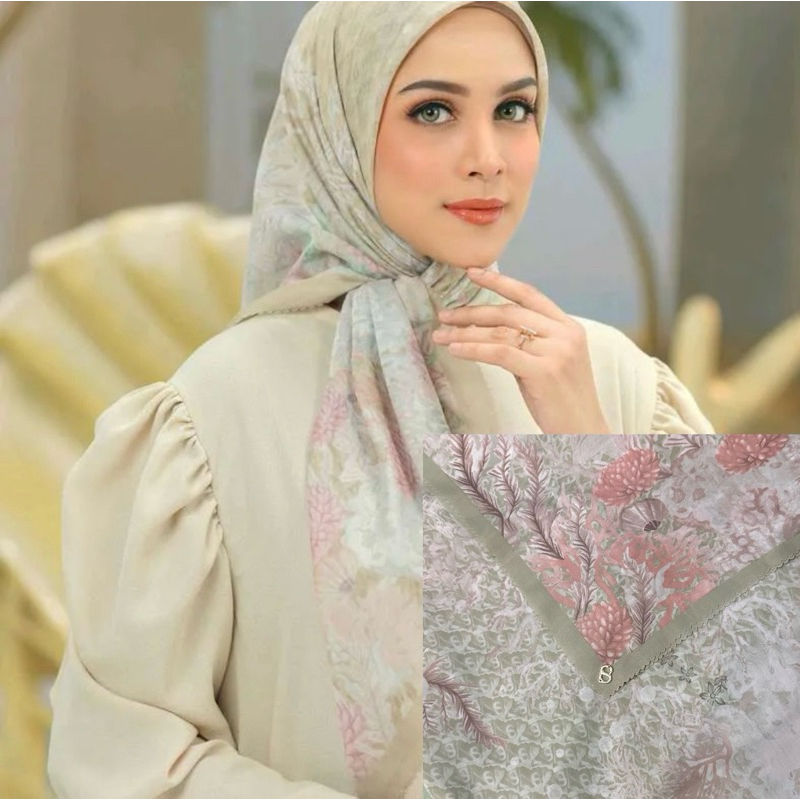 Jual jilbab segiempat hijab segi empat motif Voal buttonscarves | Shopee Indonesia