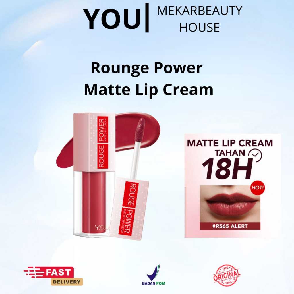 Jual YOU Rouge Power Matte Lip Cream Lipstik | Matte Finish | Tahan ...