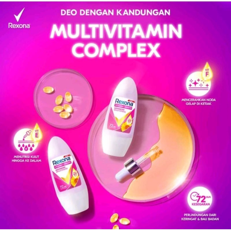 Jual Rexona Antiperspirant Advanced Brightening / smooth 45ml KEMASAN ...