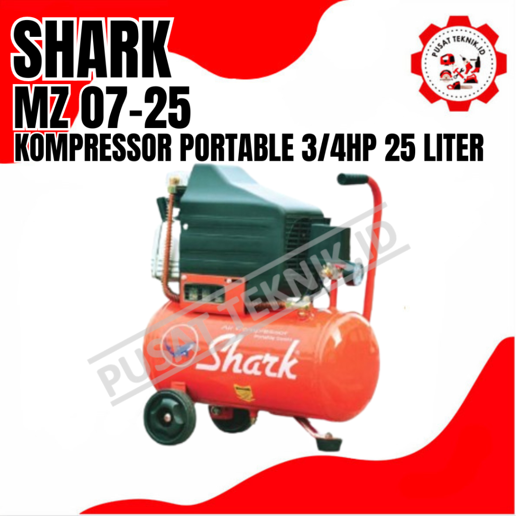 Jual KOMPRESSOR SHARK MZ0725 KOMPRESSOR ANGIN PORTABLE SHARK MZ 0725 3/4HP 25L | Shopee Indonesia