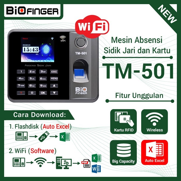 Jual Fingerprint Absensi Jari Kartu BioFinger TM-501 USB WIFI Auto ...