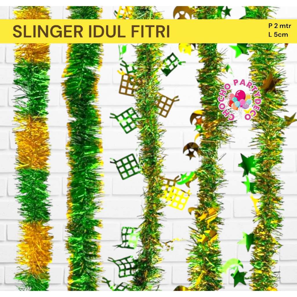 Jual Slinger IDUL FITRI Hijau Gold / Perlengkapan Dekorasi Lebaran / Hiasan Parcel Idul Fitri ...