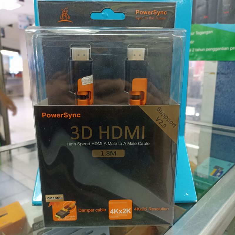 Jual Kabel Hdmi 1.8 Meter 3D v.20 4k Powersync | Shopee Indonesia