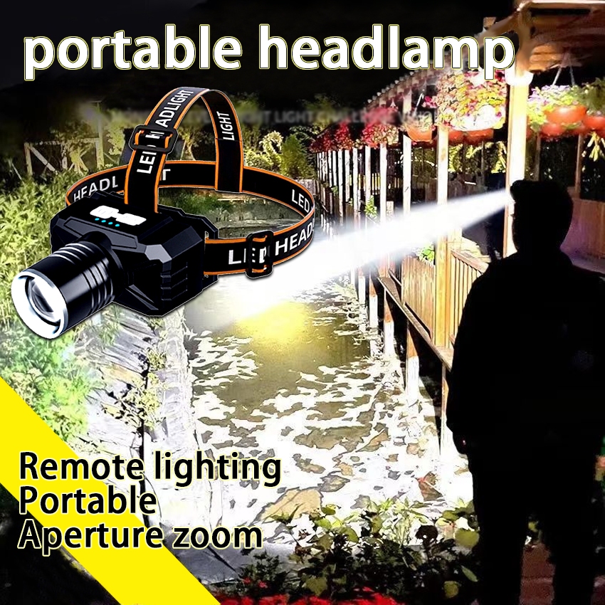 Jual Headlamp Senter Kepala LED Induksi Sensor Gerak Zoom Rotating senter kepala zoom Senter ...