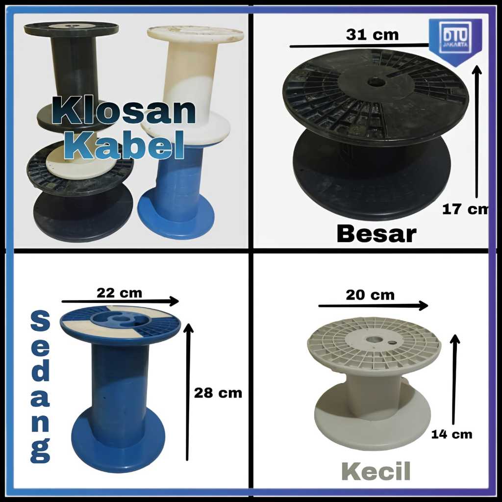 Jual DTU Klosan Bobin Plastik Rollan Gulungan Kabel Berbagai Ukuran ...