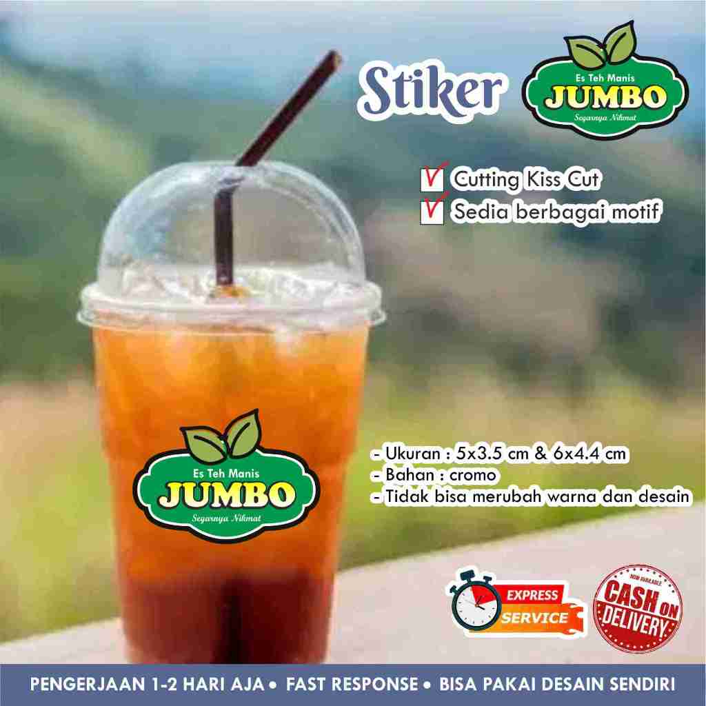 Jual Stiker ES TEH JUMBO Cromo / Stiker kemasan minuman / stiker cup ...