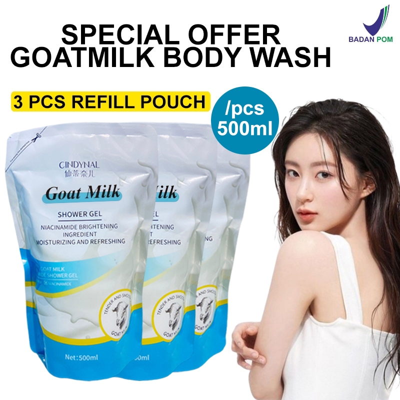 Jual [3 IN 1] BPOM CINDYNAL Refill Goat Milk Shower Gel 500ml / Sabun ...