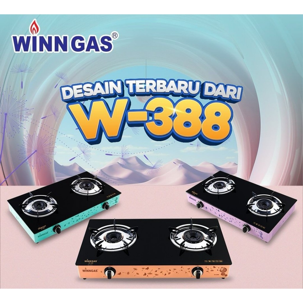 Jual Winn Gas Kompor Gas Kaca 2 tungku W - 388 | Shopee Indonesia