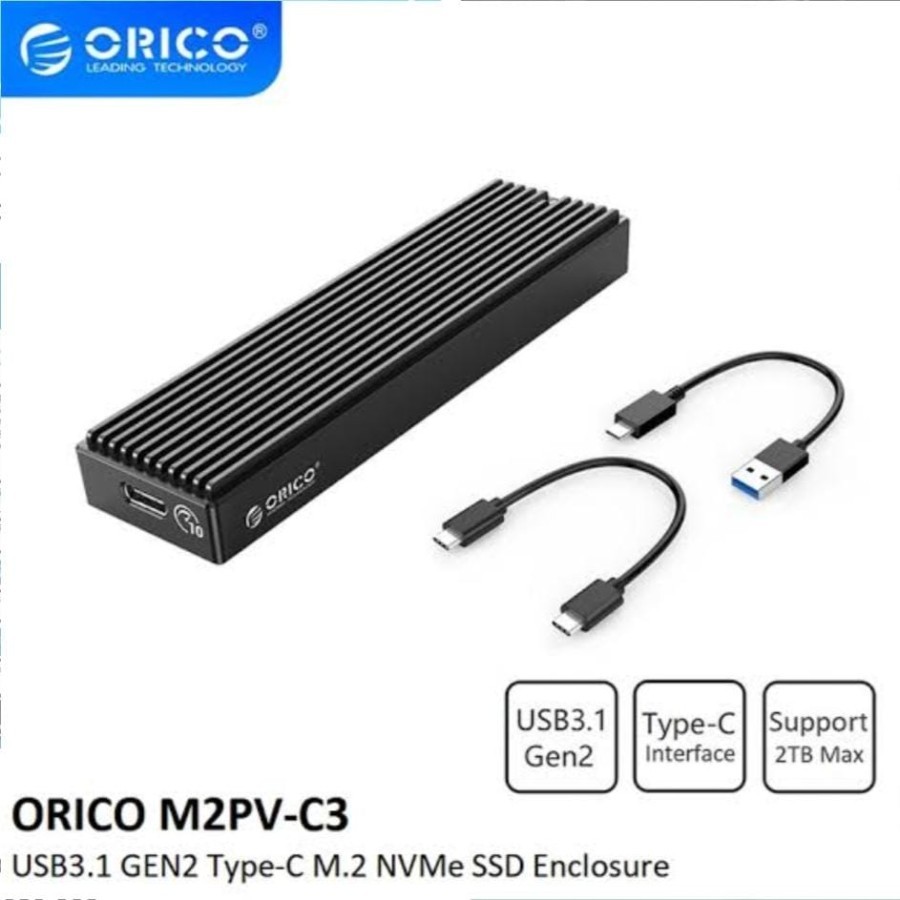 Jual ORICO M.2 NVMe SSD Enclosure - M2PV-C3 BK EP TYPE C -USB 3.1 | Shopee Indonesia