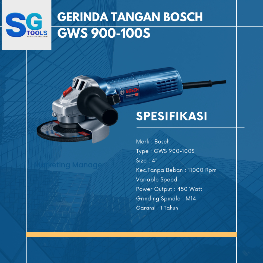 Jual Gerinda Tangan 4" Bosch GWS 900-100 S / GWS 900-100S Variable ...