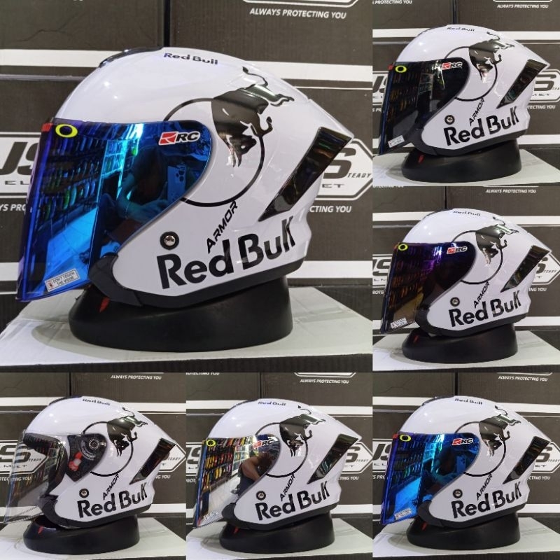 Jual Helm JS ARMOR White Paket Ganteng REDBULL | Shopee Indonesia