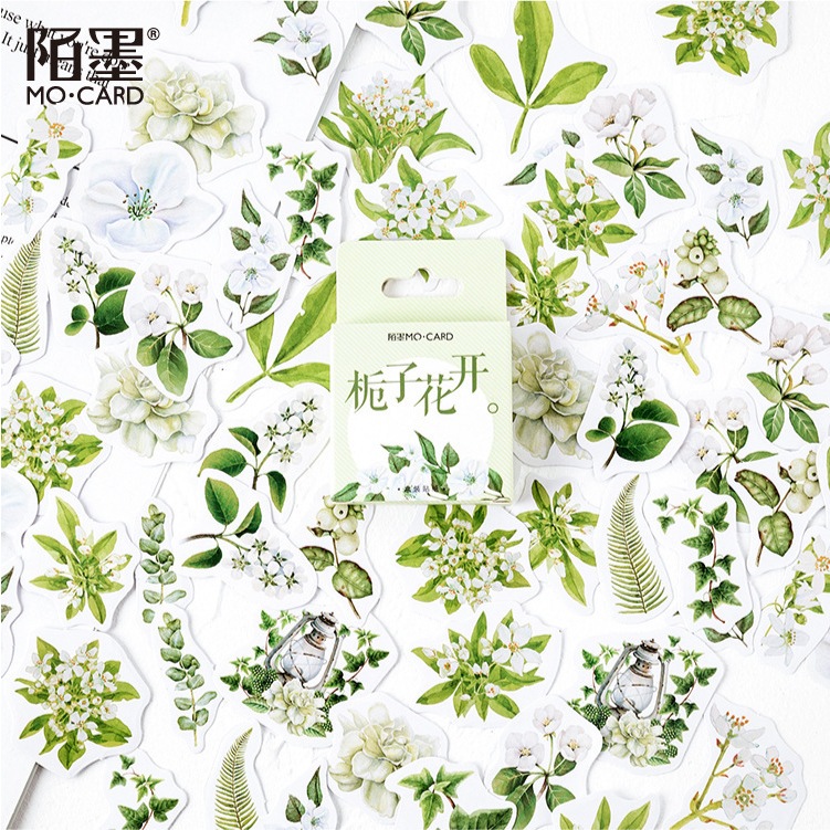 Jual 【MAPLESOL】46 PCS Gardenia Blooming Sticker BOX Fresh Green Plant ...