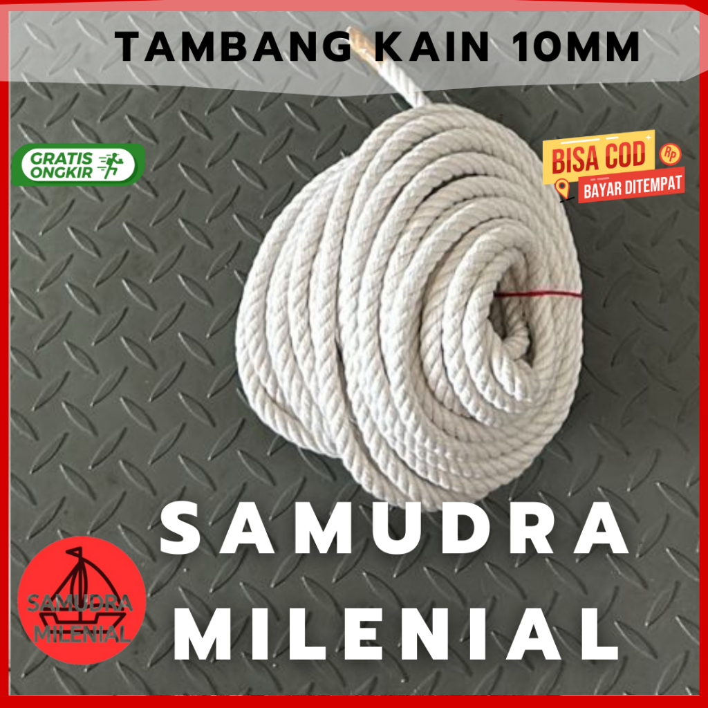 Jual TALI TAMBANG KAIN 10MM METERAN/TALI BAHAN KAIN 10MM/ TALI KURALON ...