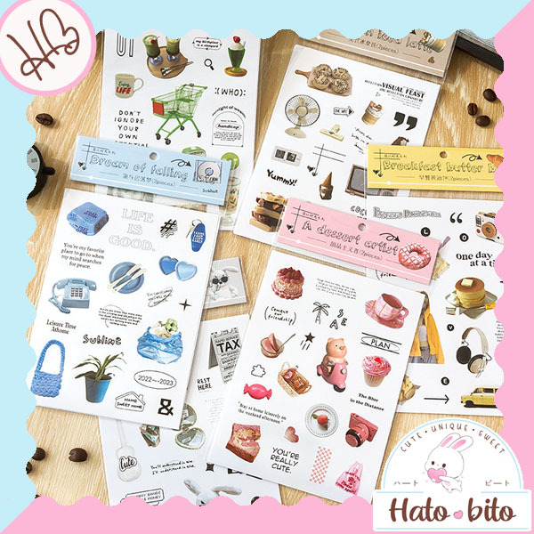 Jual 1 set 2 lembar artistic life sticker deko stiker journal scrapbook ...