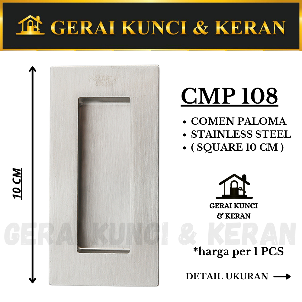Jual PALOMA CMP 108 SQUARE 10CM COMEN STAINLESS HANDLE GAGANG PINTU SLIDING GESER SSS | Shopee ...