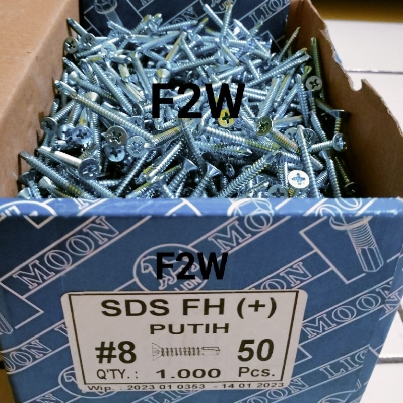 Jual #8X50 SEKRUP SDS FH (+) PUTIH MOON LION 8X50 SKRUP ROOFING SDS ...